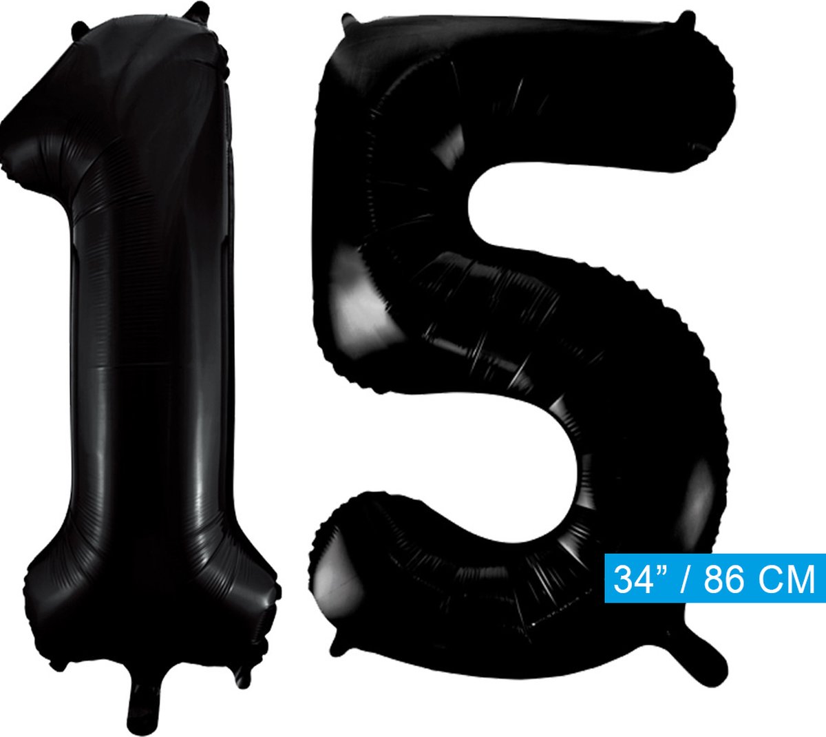 Zwarte cijfer 15 ballonnen helium gevuld. | bol.com