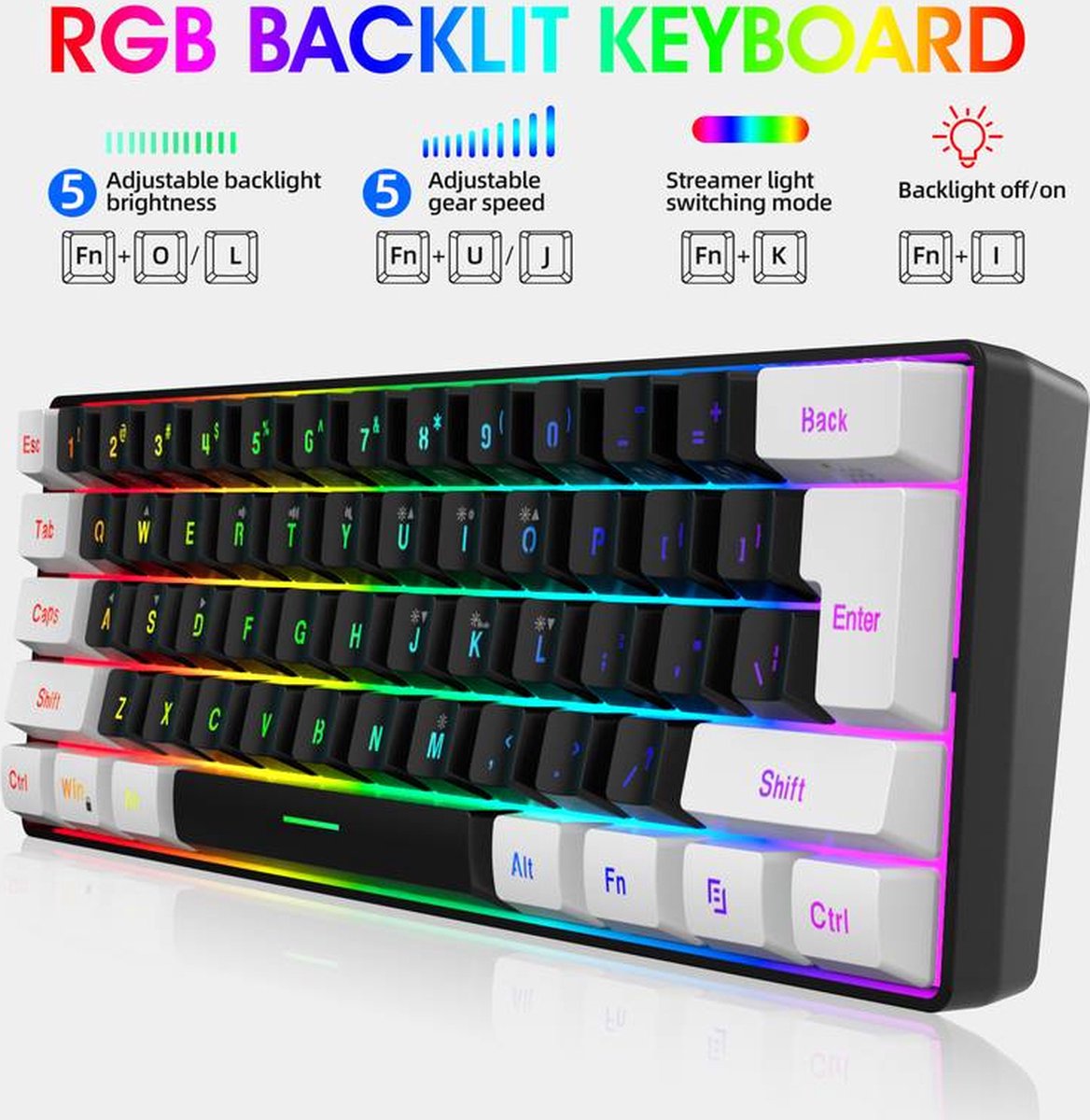 Gaming keyboard 60%- gaming toetsenbord 60 procent QWERTY | bol