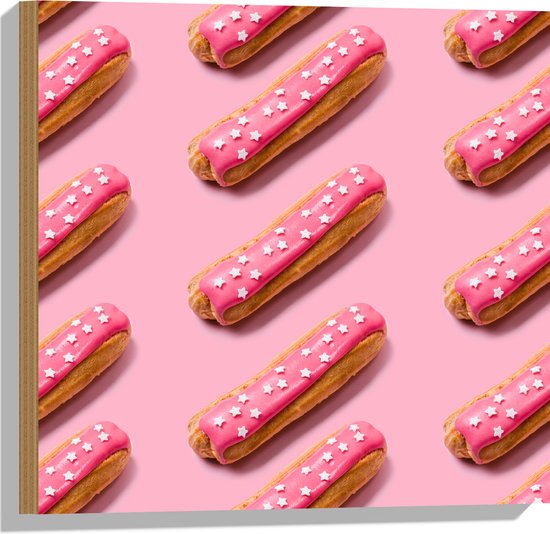 Hout - Patroon van Geglazuurde Roze Gebakjes op Roze Achtergrond ...