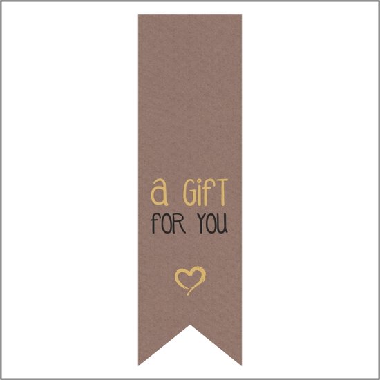 Sticker - "A GIFT FOR YOU" - Etiket - Vaantje - 85x25mm - Bruin/Zwart/Goud -... | bol