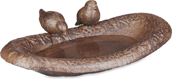 Relaxdays vogelbadje gietijzer - waterschaal vogels - vogeldrinkschaal ...
