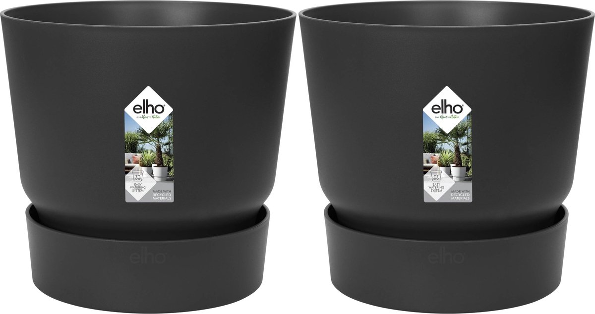 Elho Greenville Rond 30 - Bloempotten voor buiten - Set van 2 - Ø 30 cm ...