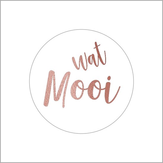 Sticker - "Wat Mooi" - Etiketten - 40mm Rond - Wit/Rosé - 250 Stuks | bol