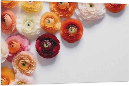 Vlag - Mix van Rode en Oranje Bloemen op Witte Achtergrond - 120x80 cm ...