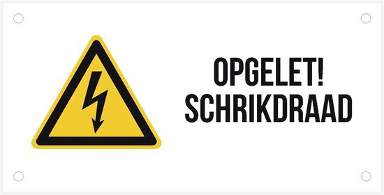 Pictogram/ bord | "Opgelet! Schrikdraad" | 20 x 10 cm | Dubbelzijdig ...