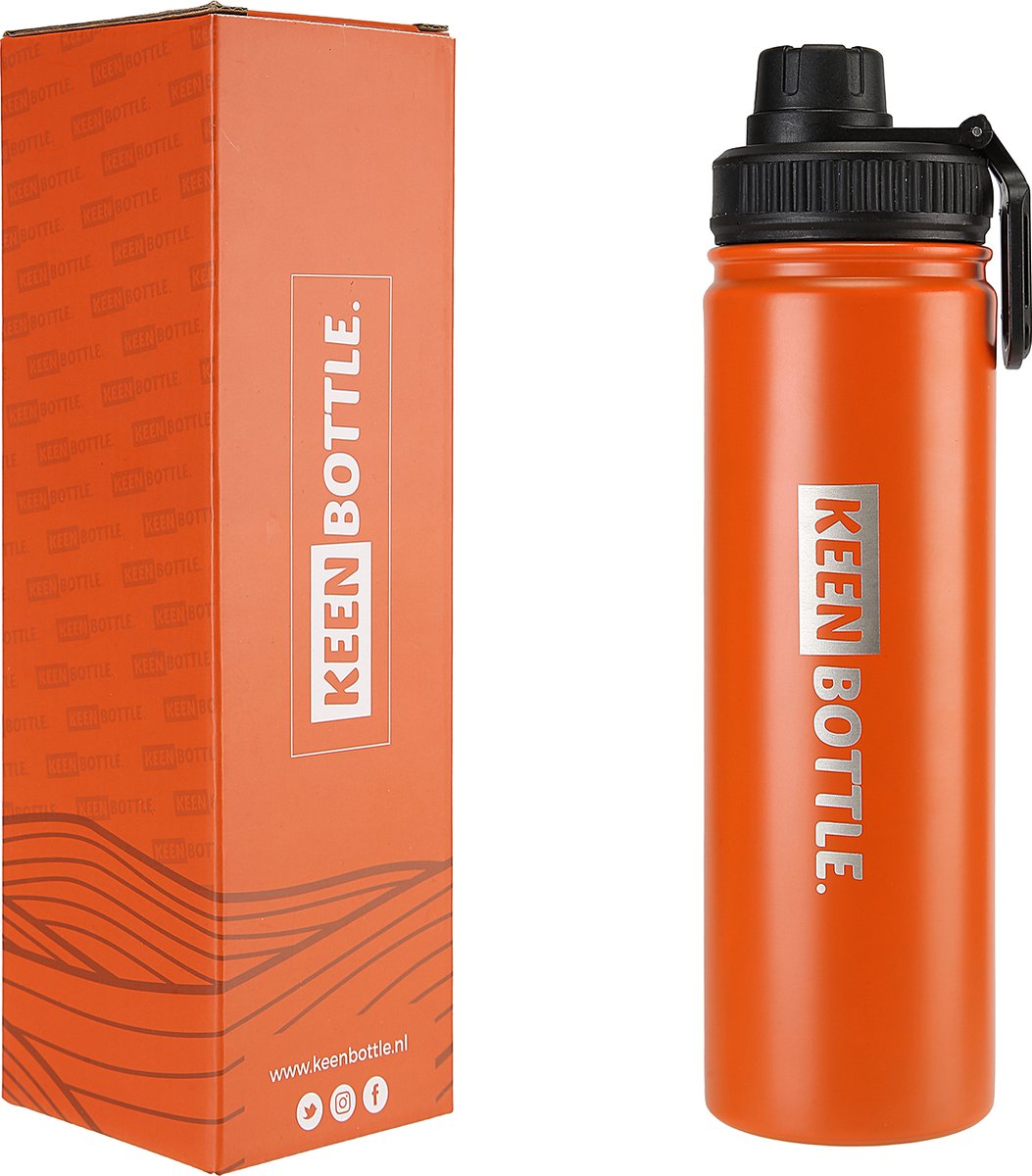 Keen Bottle Drinkfles 700ml - Herbruikbaar en Antilek - Orange - RVS ...
