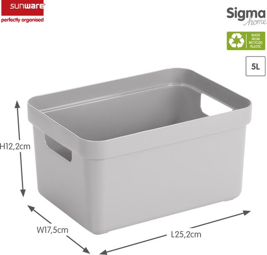 Sunware - Sigma home opbergbox 5L grijs - Set van 6 | bol