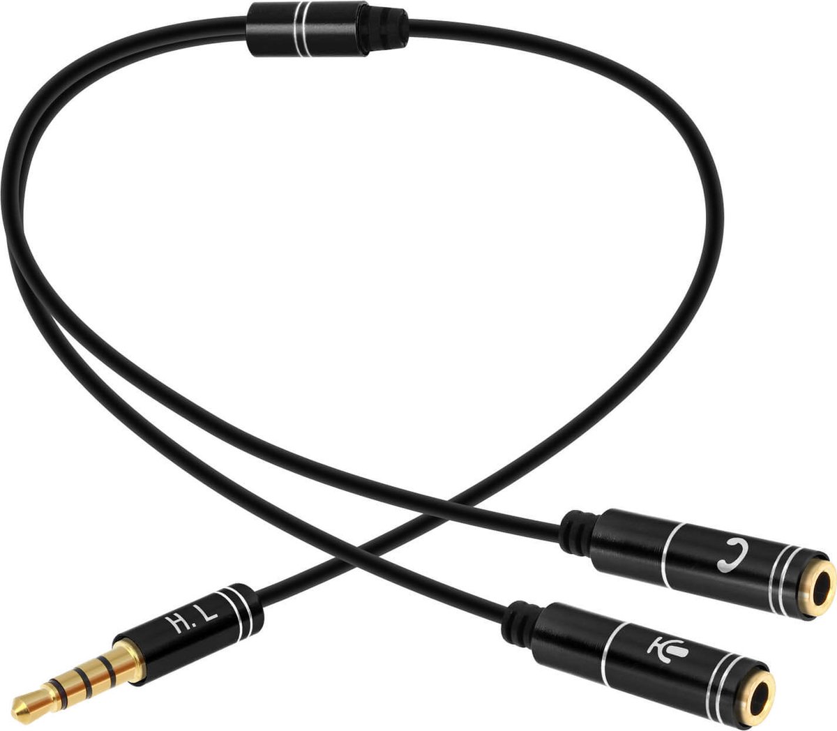 Audio splitter jack 3,5 mm naar Mircofoon en Headset Compact 30 cm ...