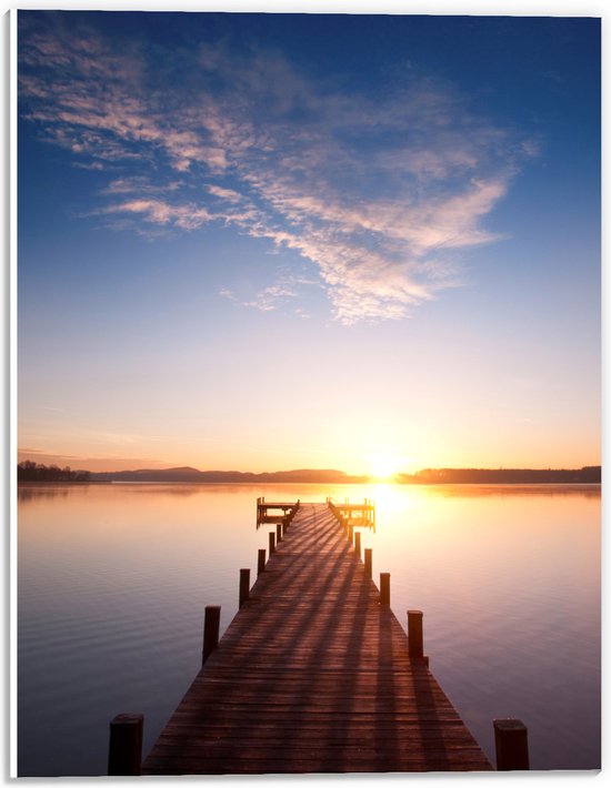 PVC Schuimplaat - Zonsopkomst bij Kalm Water vanaf Vlonder - 30x40 cm ...