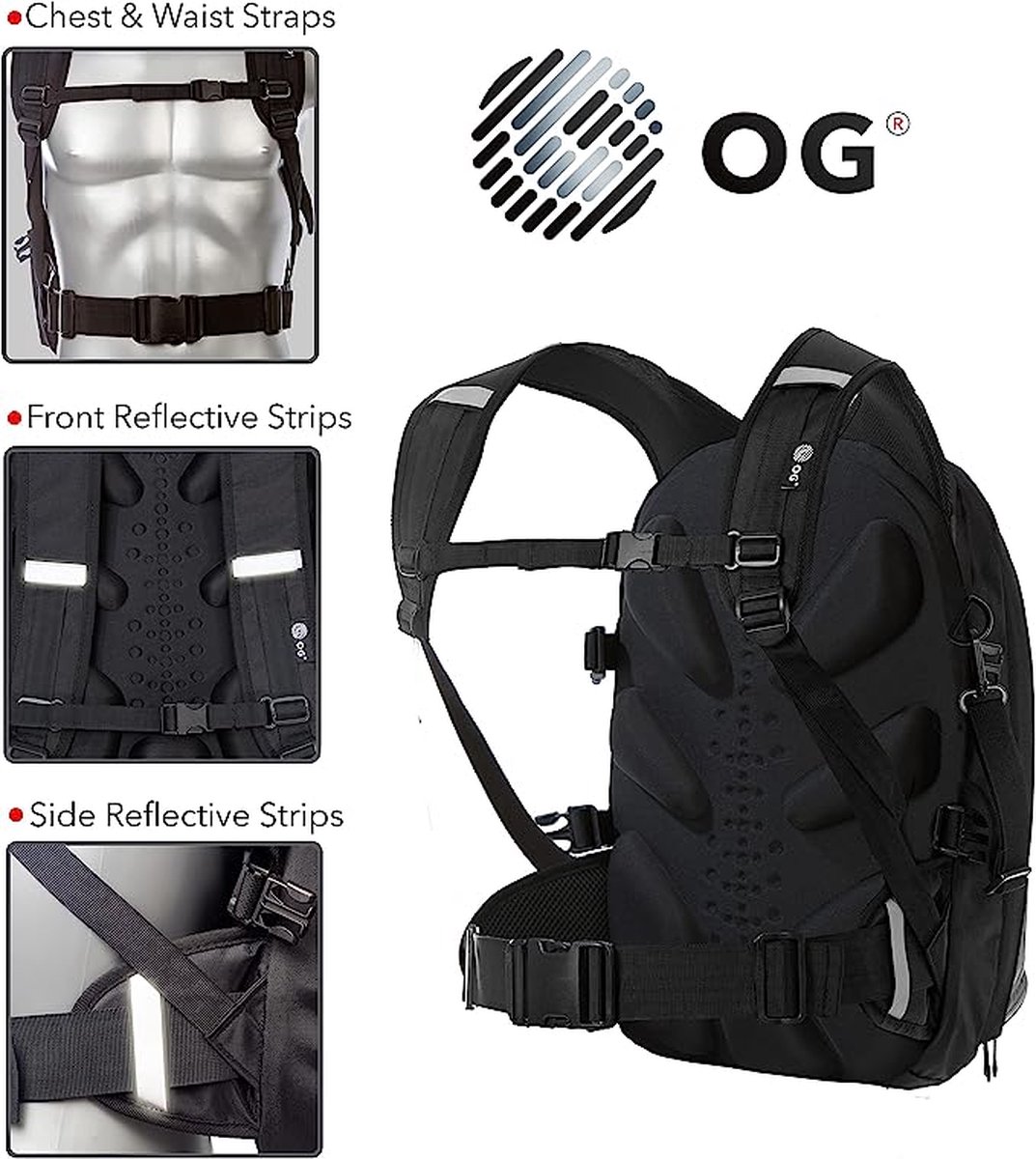 OG Original EZ-Rider2 Motor-Rugzak Zwart 24-34L, Motorfiets-Rugzak ...