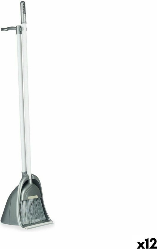 Bezem met Stoffer en Blik Schoonmaakset Zilverkleurig Plastic (12 Stuks ...