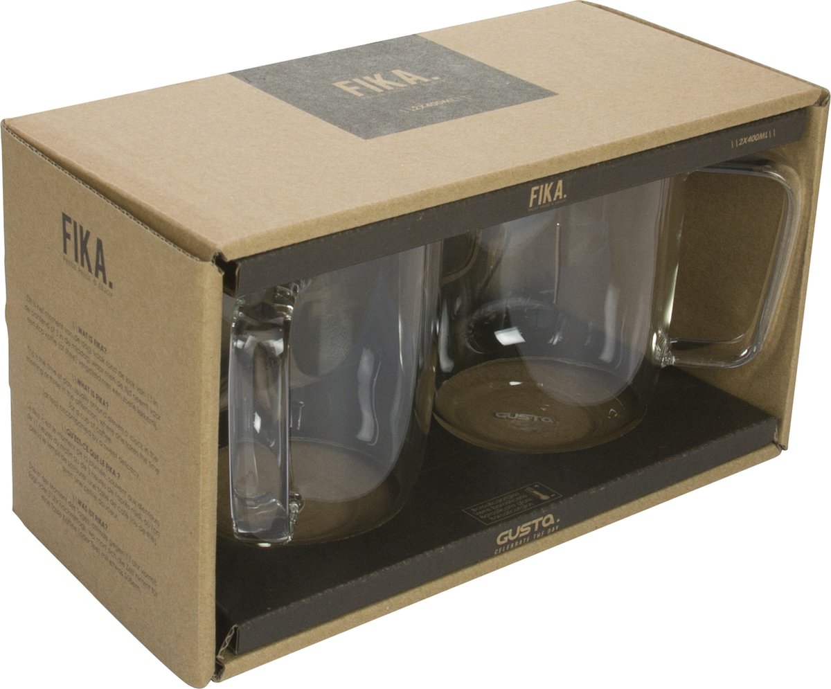 Gusta- Glas 400 ml - Set 4 stuks - FIKA Collectie - Thee glas met groot ...