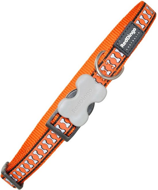 Dog collar Red Dingo Bone Reflective Orange (2 x 31-47 cm) | bol