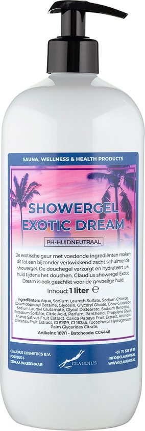 Claudius Douchegel Exotic Dream 1 liter - met gratis pomp - Showergel | bol