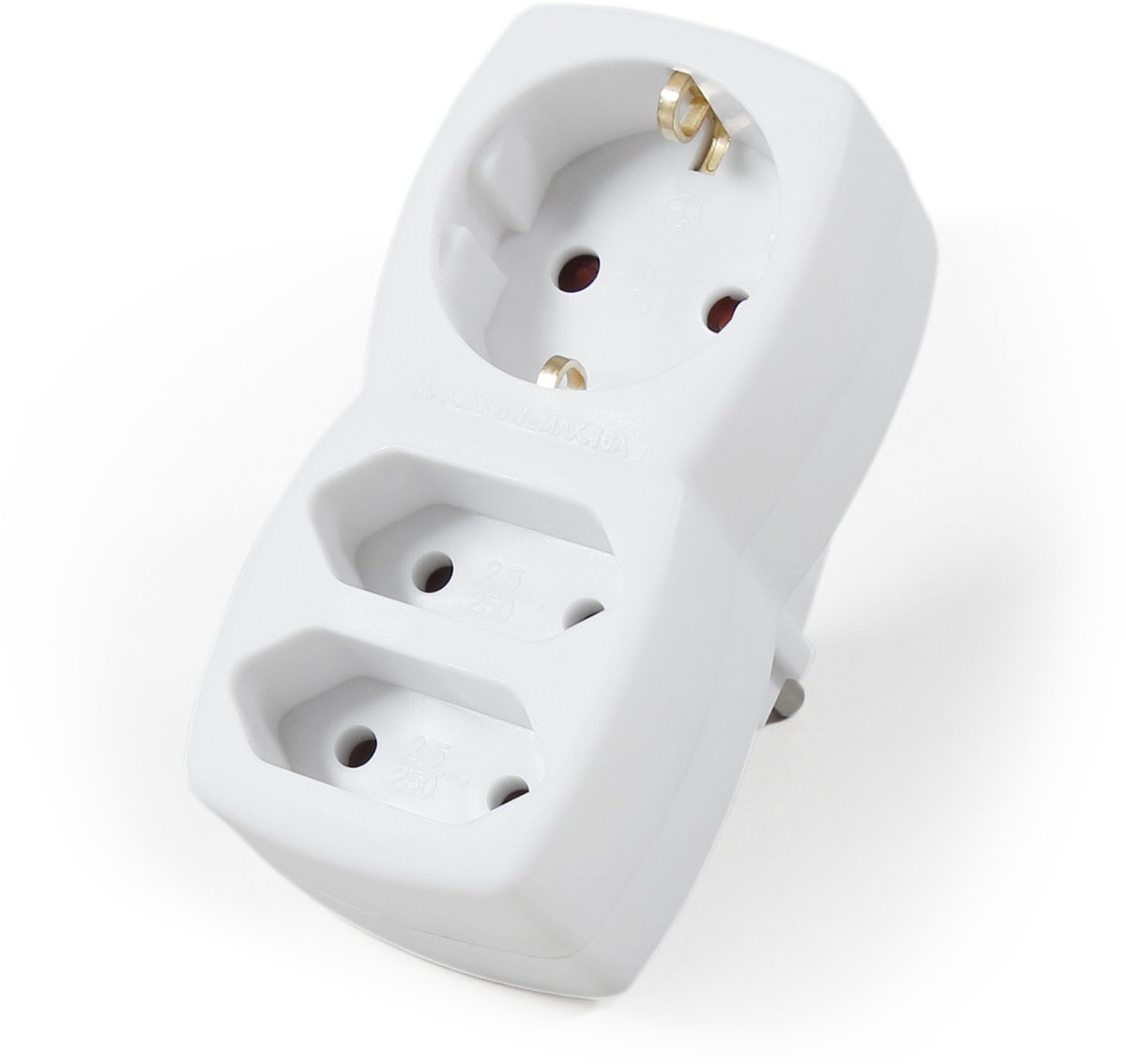 Stekkerdoos verdeelstekker - Doorvoerstekker met 1 schuko en 2 Euro ...