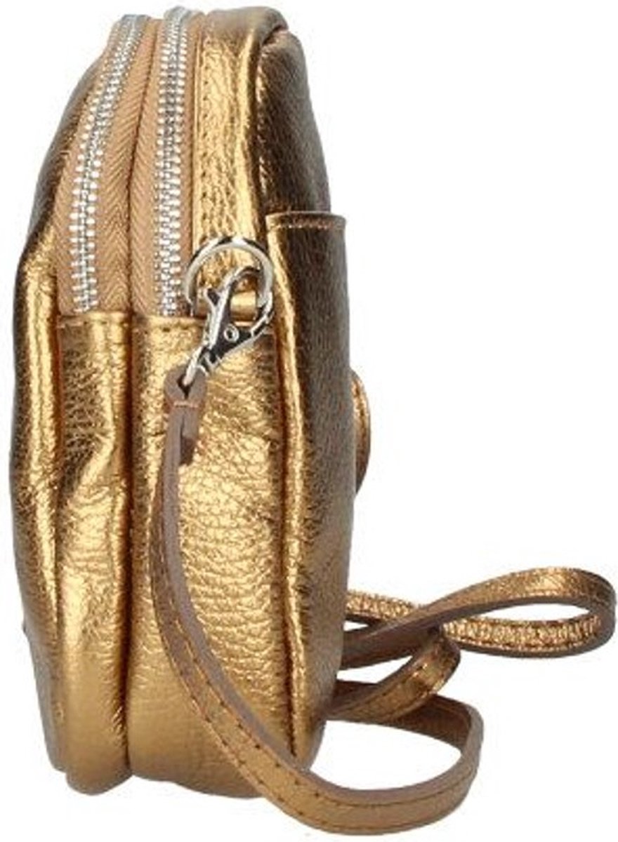 Bronzen Leren Schoudertas Metallic - Metallic leer Leder ...