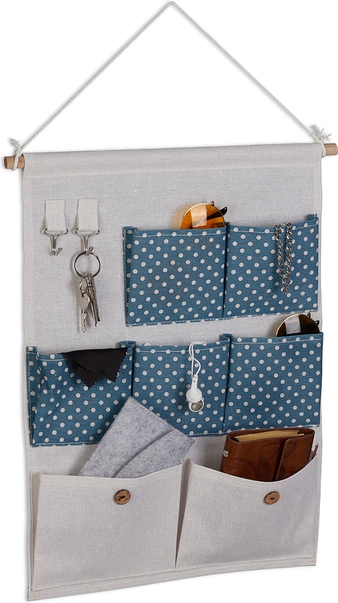 Relaxdays hangende organizer stof - wandorganizer met vakjes - hangende ...