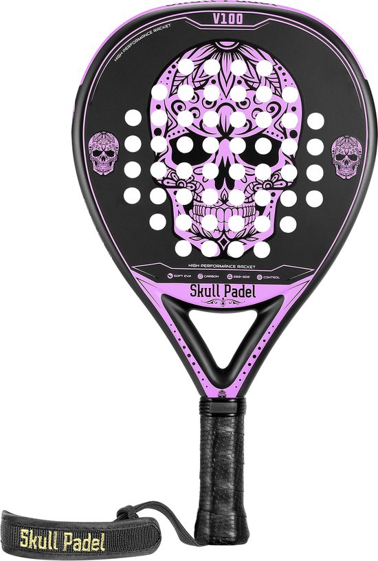 Skull Padel V100 Roze - Kinder Padel Racket - Roze Zwart - Comfort ...
