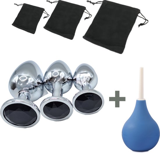 Set Van 3 Metalen Buttplugs And Anaal Douche Metal Anal And Butt Plug