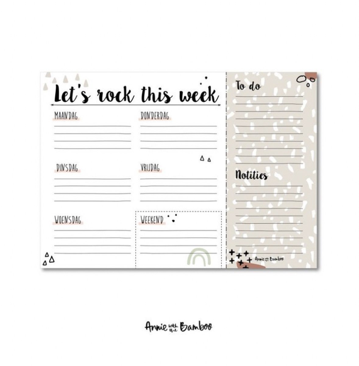 Weekplanner - Weekplanner papier - Deskplanner - Planner Organizer ...