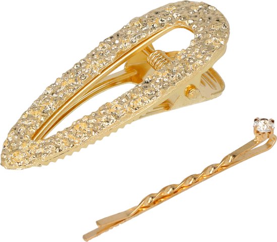 Haarsoires Haarspeld Duckklem en Schuifspeldje 6,5cm – Open Vorm Ribbel ...