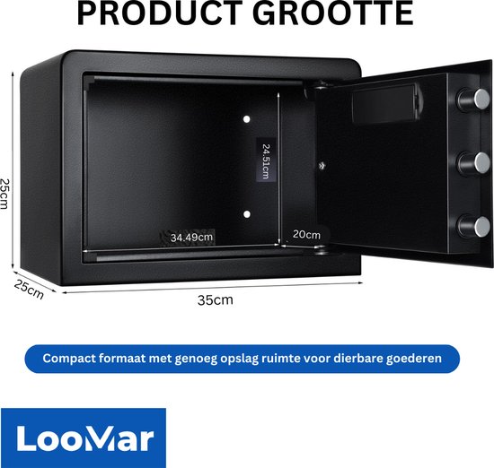 LooMar Premium Kluis Brandwerend - Kluisje met Cijferslot en Sleutel ...