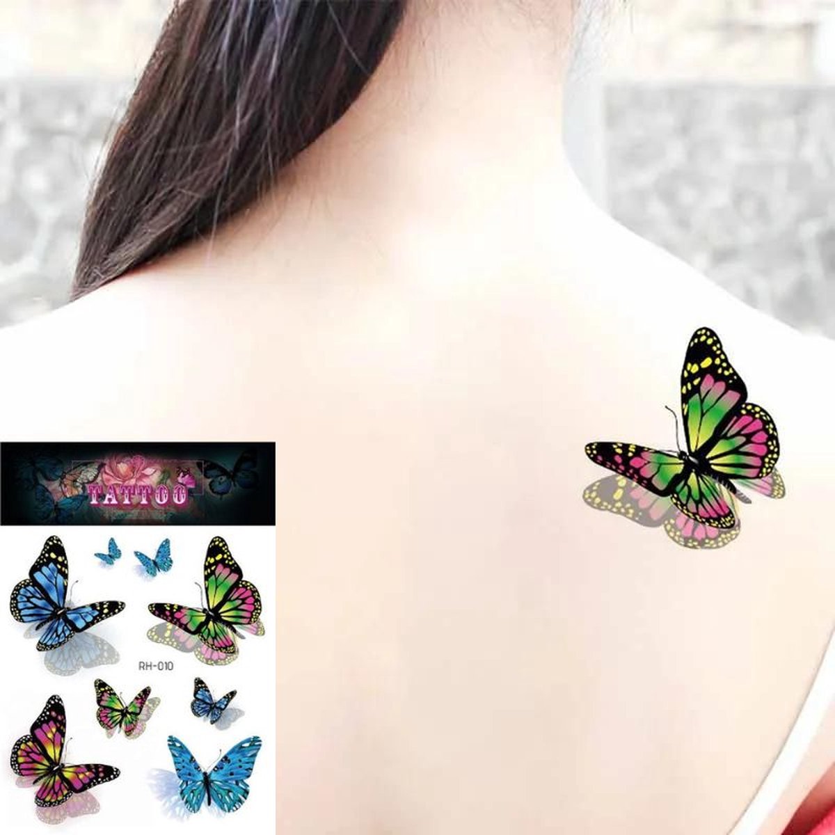 3D Vlinder Tattoo - Verwijderbare tatoeage - Temporary tattoo - Plak ...