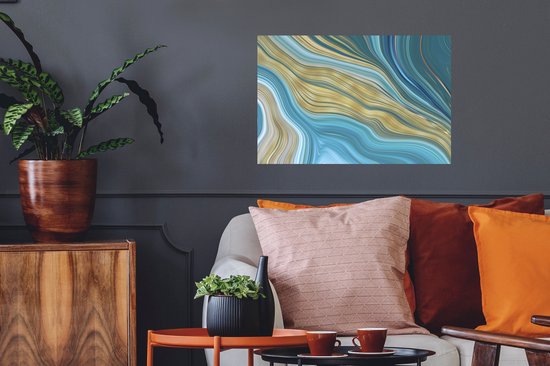 Muurstickers - Sticker Folie - Marmer - Golven - Goud - Patronen ...