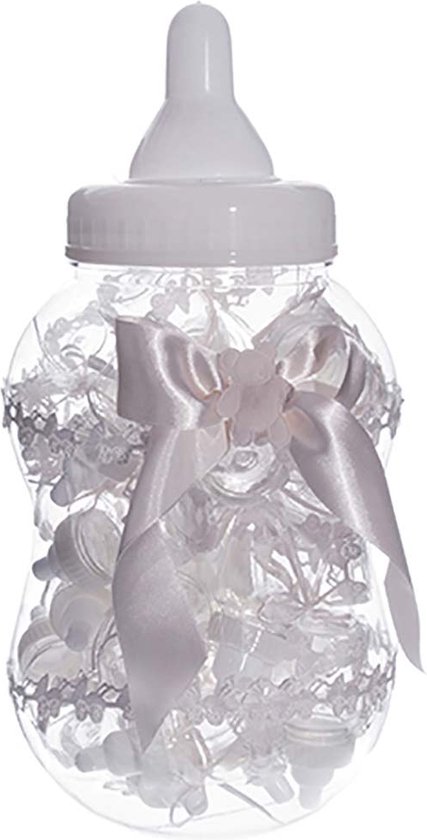 30 gevulde papflesjes wit met snoephartjes in een grote spaarpot ...