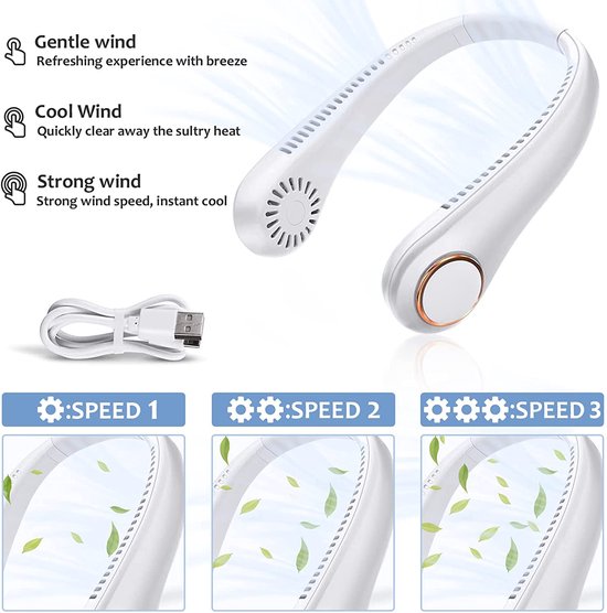 Merdoo Nek Ventilator Usb Oplaadbaar - 3 Standen Mini Hand Ventilator ...