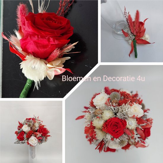 Bouquet de mariée Elegant et magnifique avec des roses rouges et ...