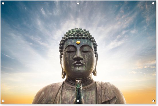 Tuinposter - Tuindoek - Tuinposters buiten - Boeddha hoofd - Buddha ...
