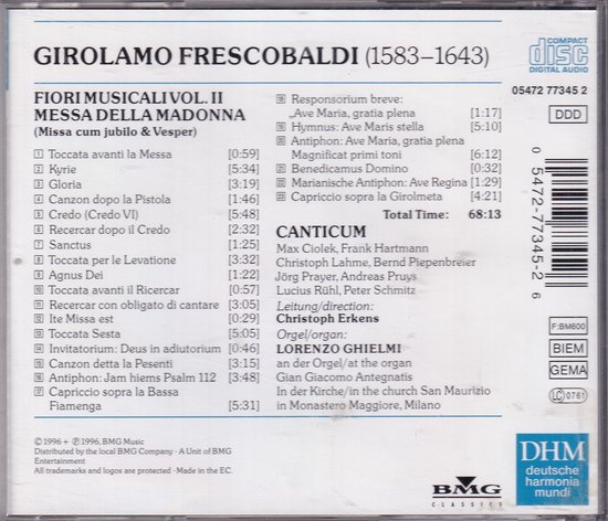 Fiori Musicali Vol. 2, Messa Della Madonna - Girolamo Frescobaldi - Canticum o.l.v.... | bol