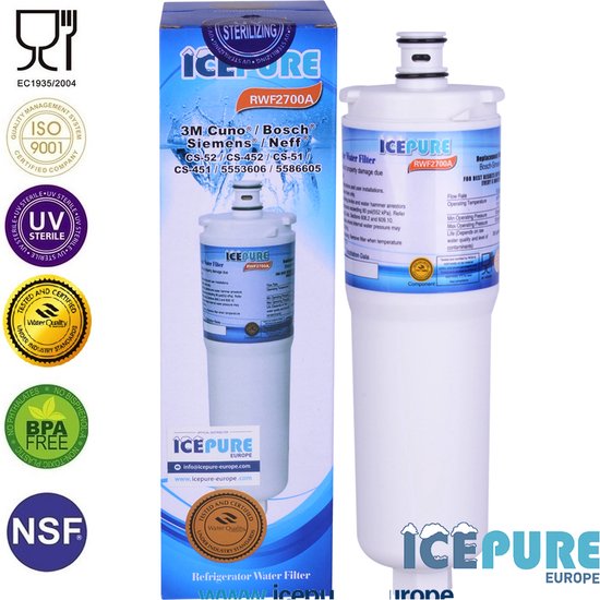 Icepure Universele Waterfilter geschikt voor CS-51 / CS-52 / CS451 ...