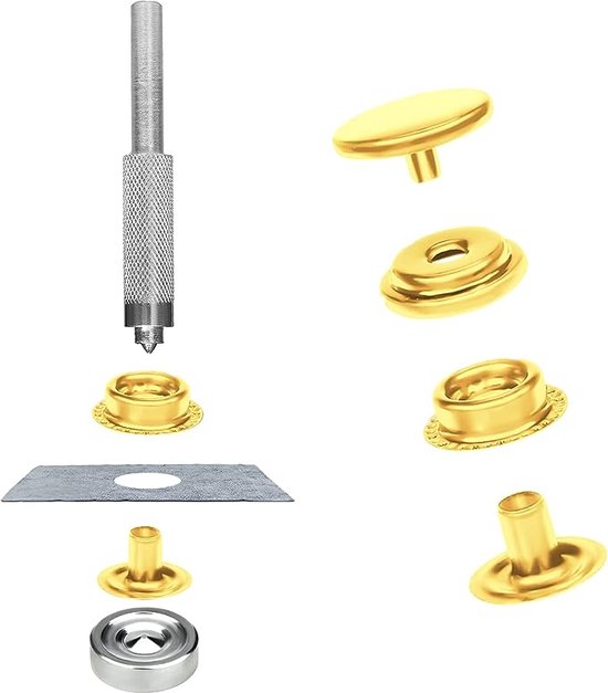 200Stuks Metalen Drukknopen, 15mm Leren Drukknopen Drukknopenset ...