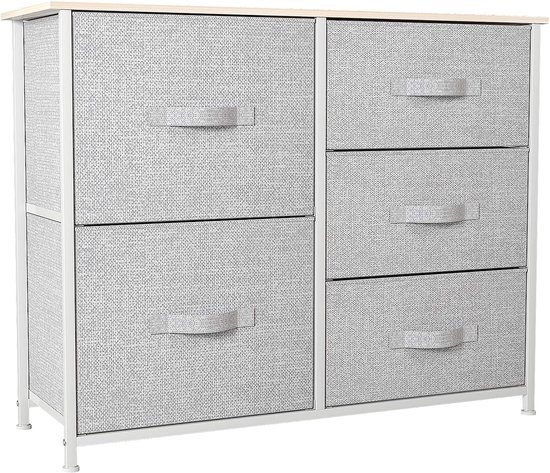 Commode met laden, kast met 5 laden van stof, opbergcommode, moderne ...