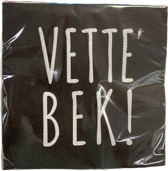Servetten - Vette Bek! - 20 stuks - 16x16cm - zwart | bol.com