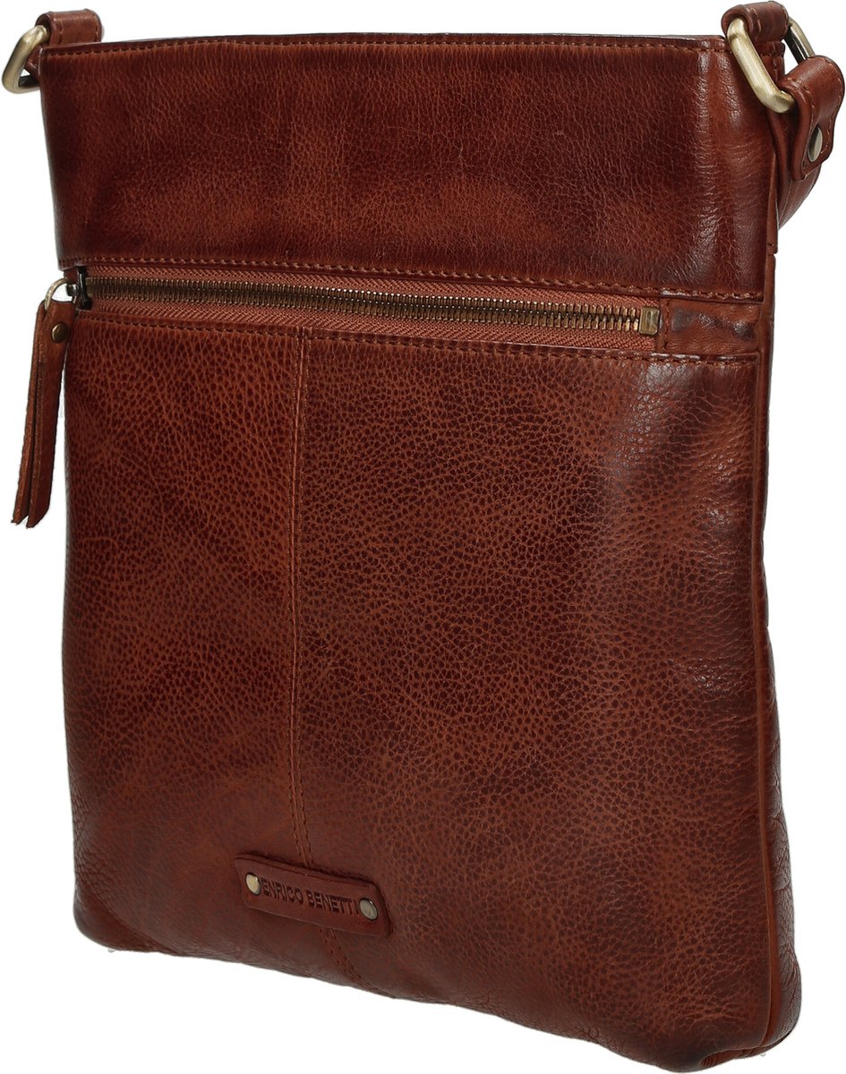 Leren tassen dames - Leren schoudertas dames -Schoudertas leer - Cognac ...