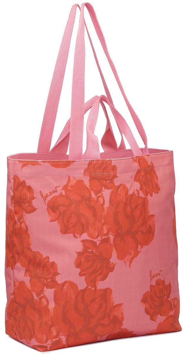 Pink fabric bag with floral pattern | bol