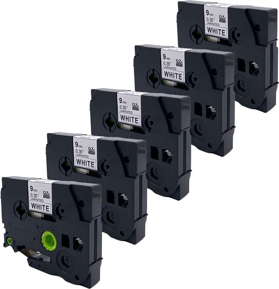 DULA Brother Compatible label tape- Tze-221 - 5 cassettes - Brother P ...