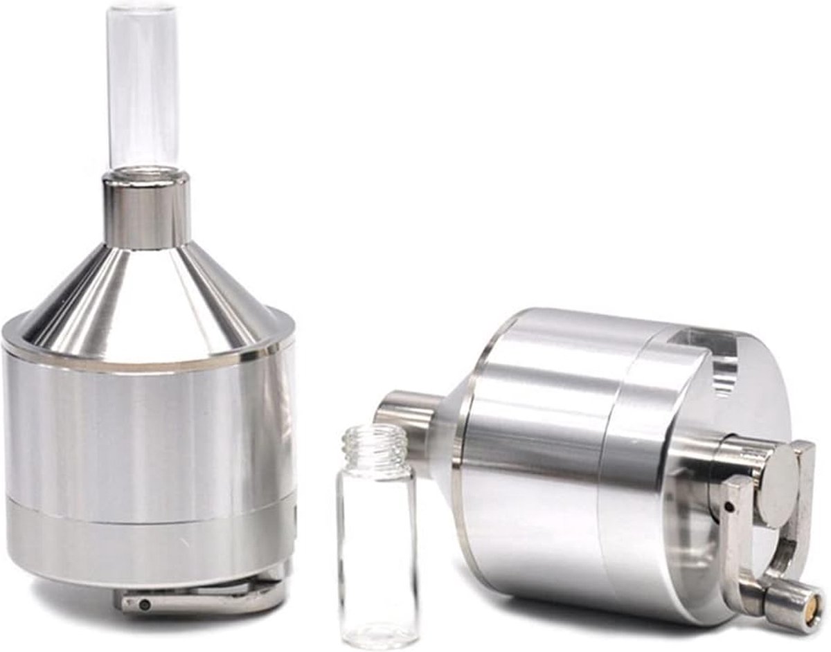 Metalen poedermolen, poedermolen, handgemaakte molen met trechter en ...