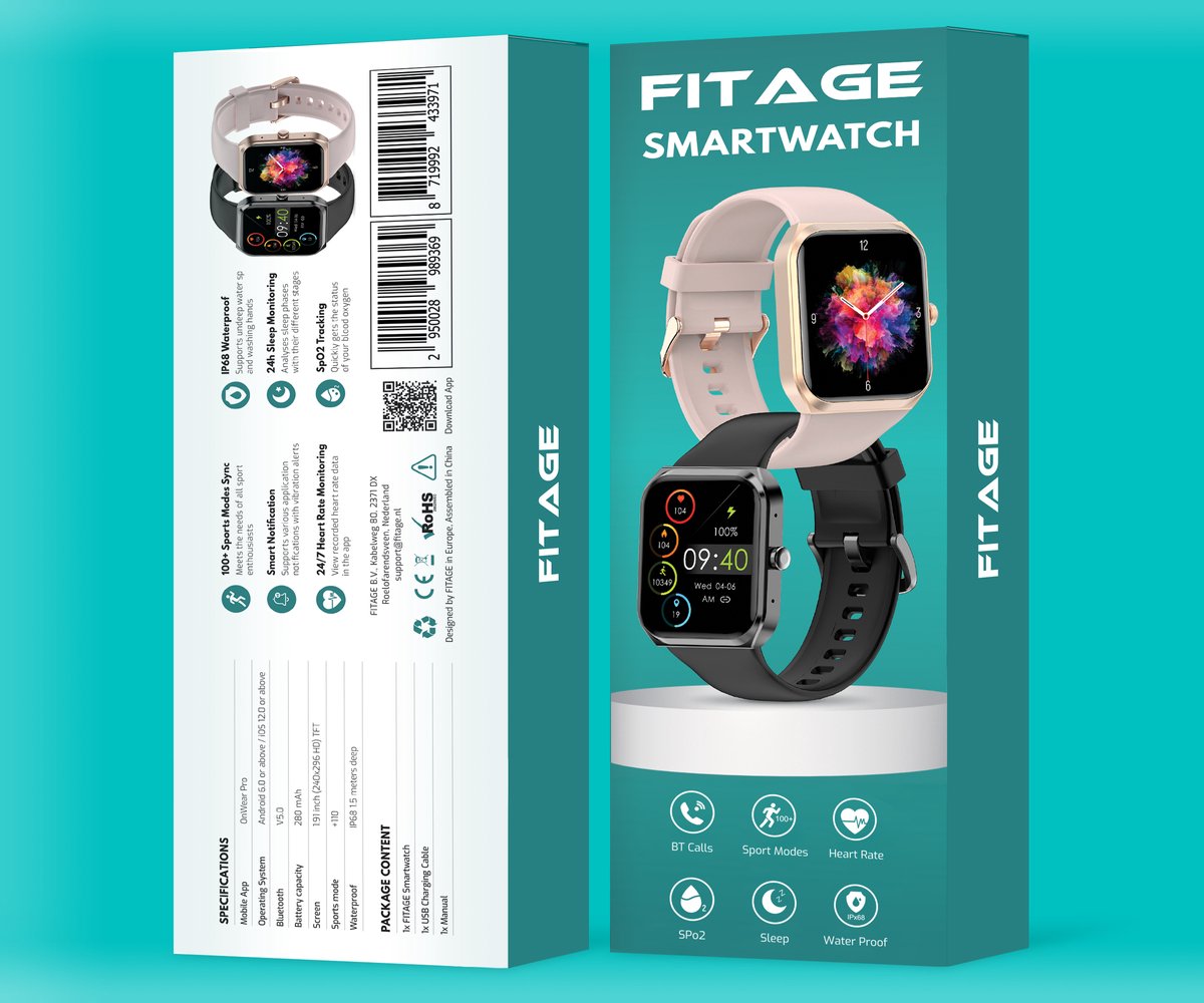 FITAGE Smartwatch - Stappenteller Horloge - Activity Tracker ...
