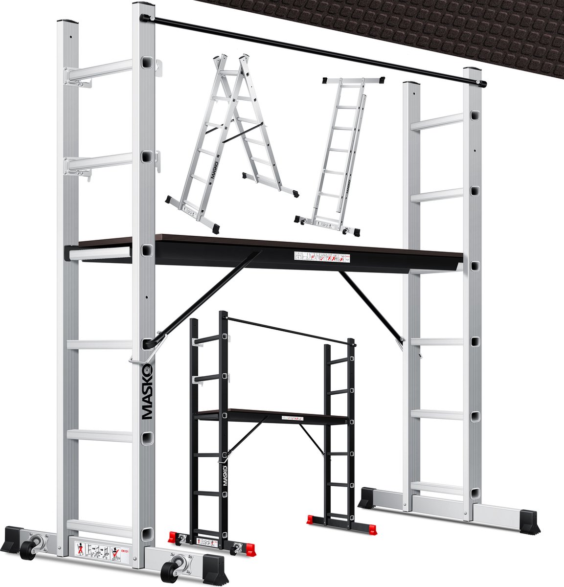 Masko® Kammersteiger Aluminium Steiger Multifunctionele Ladder ...
