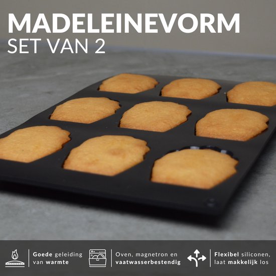 Keufens Madeleine bakvorm - Set van 2 - 18 Schelpvormpjes - Siliconen ...