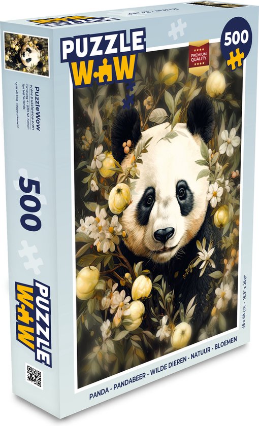 Puzzel Panda - Pandabeer - Wilde dieren - Natuur - Bloemen - Legpuzzel ...