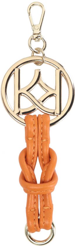 Elegant keychain with orange stripe and a large monogram | bol