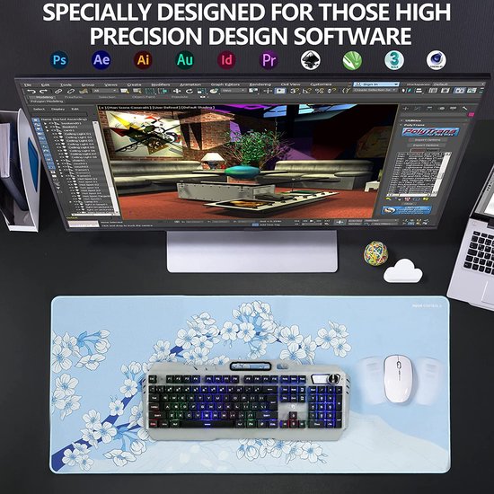 Aqua Control 2 Sakura Gaming Mouse Pad, ultrahoge precisie muismat met ...
