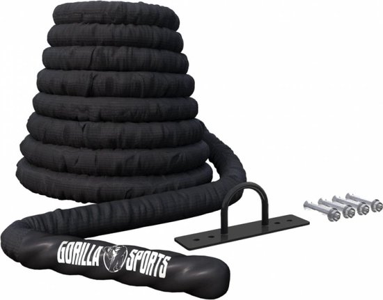 Gorilla Sports Power Rope - Incl. Muurbeugel - 15 meter - 38 mm ...