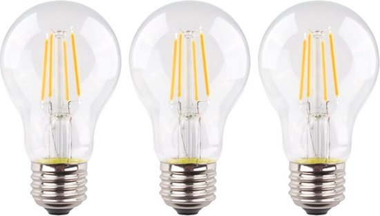 3 stuks Müller filament led lamp E27 4.9W 470lm 2700K Helder Niet dimbaar A60 | bol