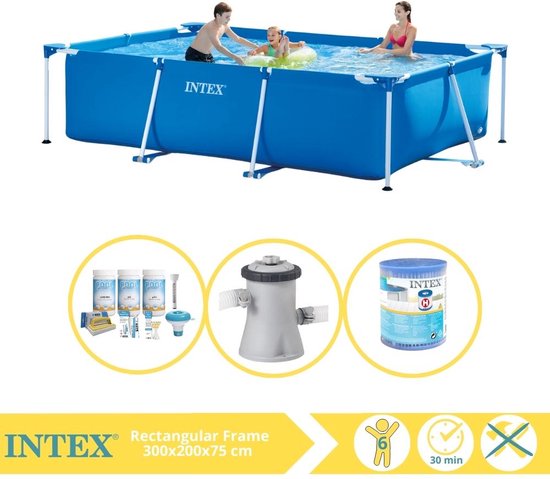 Intex Rectangular Frame Zwembad - Opzetzwembad - 300x200x75 cm ...